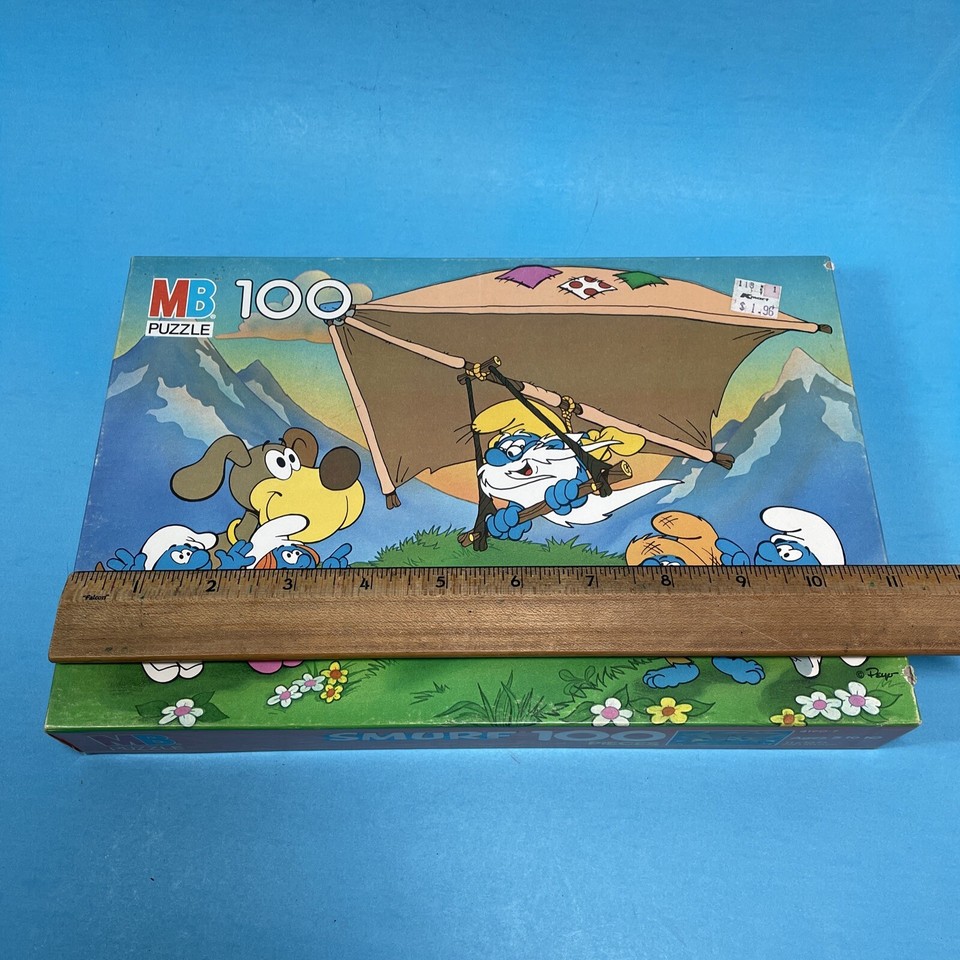 THE SMURFS Puzzle 100 Pieces SEALED BOX 1987 Peyo Milton Bradley Smurf ...