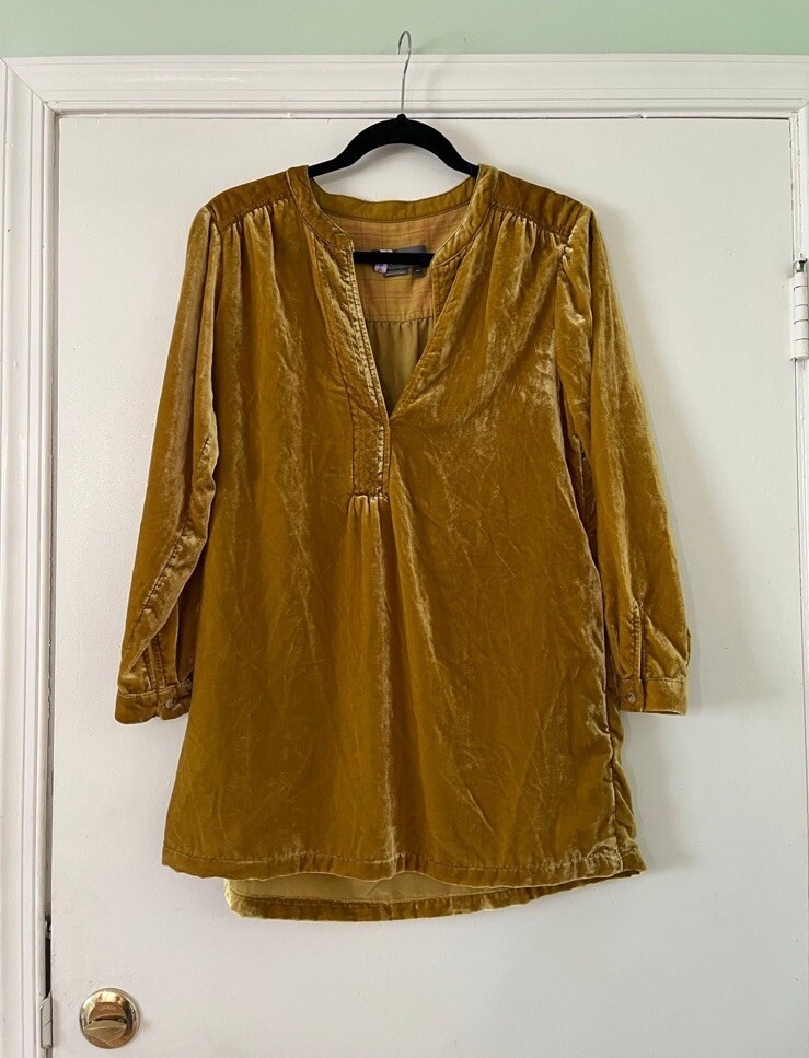 Anthropologie Melody Gold Velvet Tunic Dress XSP - Gem