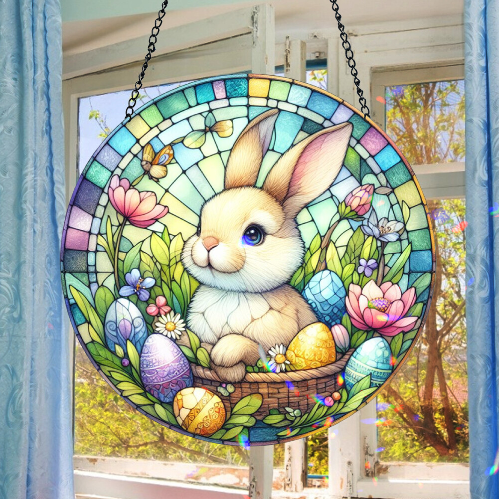 Waterproof Easter Rabbit Suncatcher Window Panel Hanging Sun Catcher ...