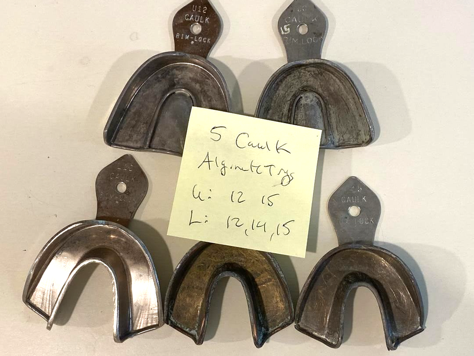 5) UP/LO RIM LOCK STYLE MIX DENTAL METAL ALGINATE IMPRESSION TRAY LG ...