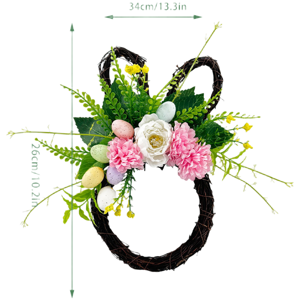 Realistic Silk Flower Wreath Bunny Door Hanging Yellow Daisy Decoration ...