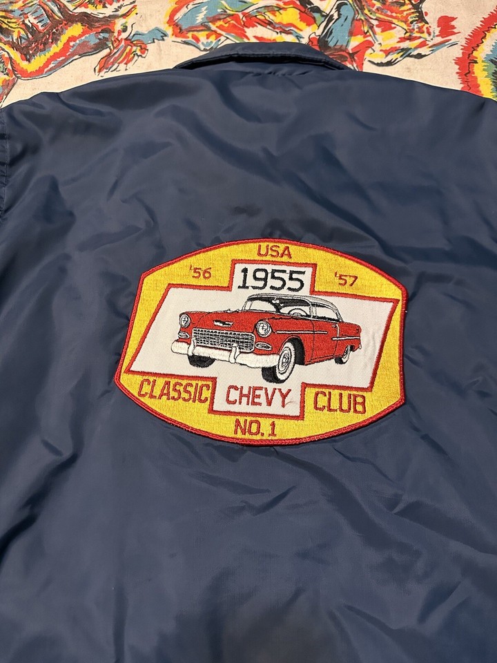 Vintage 1970s Chevy car club racing windbreaker Zip Up jacket 50s ...