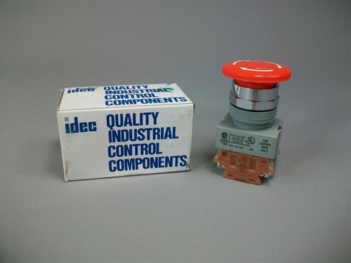 Idec Pushlock Red Stop Button AVW401-R Heavy Duty 120-440V AC -New Old ...