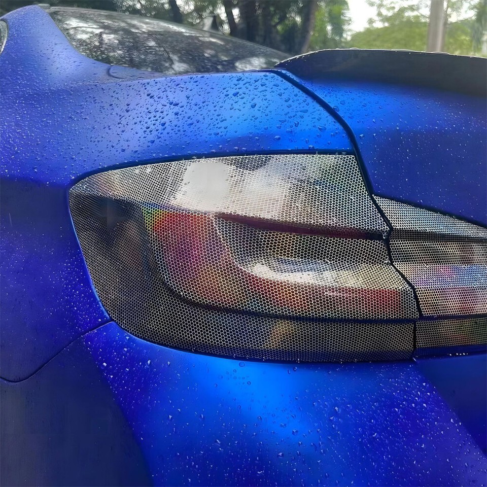 12" x 59" Honeycomb Laser Tint Film Headlight Tail Lights Cover Car ...