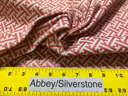 6 yds Kravet Islet Key Persimmon Pink & Cream Lattice Upholstery Fabric ...