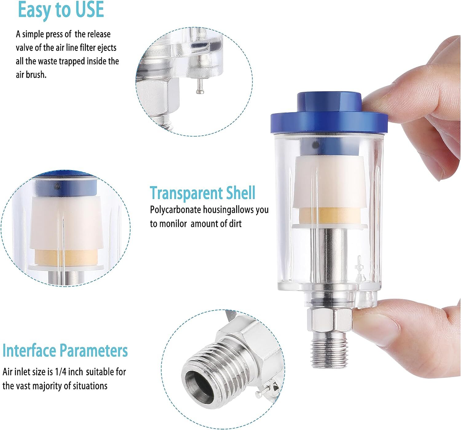 RLECS Air Line Water and Oil Separator 1/4 in NPT - Moisture Trap ...