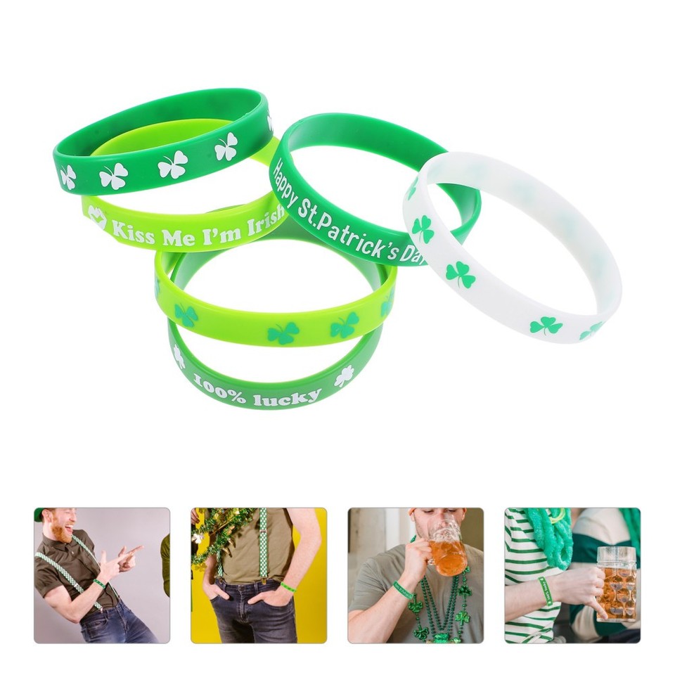 6 Pcs Shamrock Bracelets for Women St Patty's Day Kids Party Favour ...