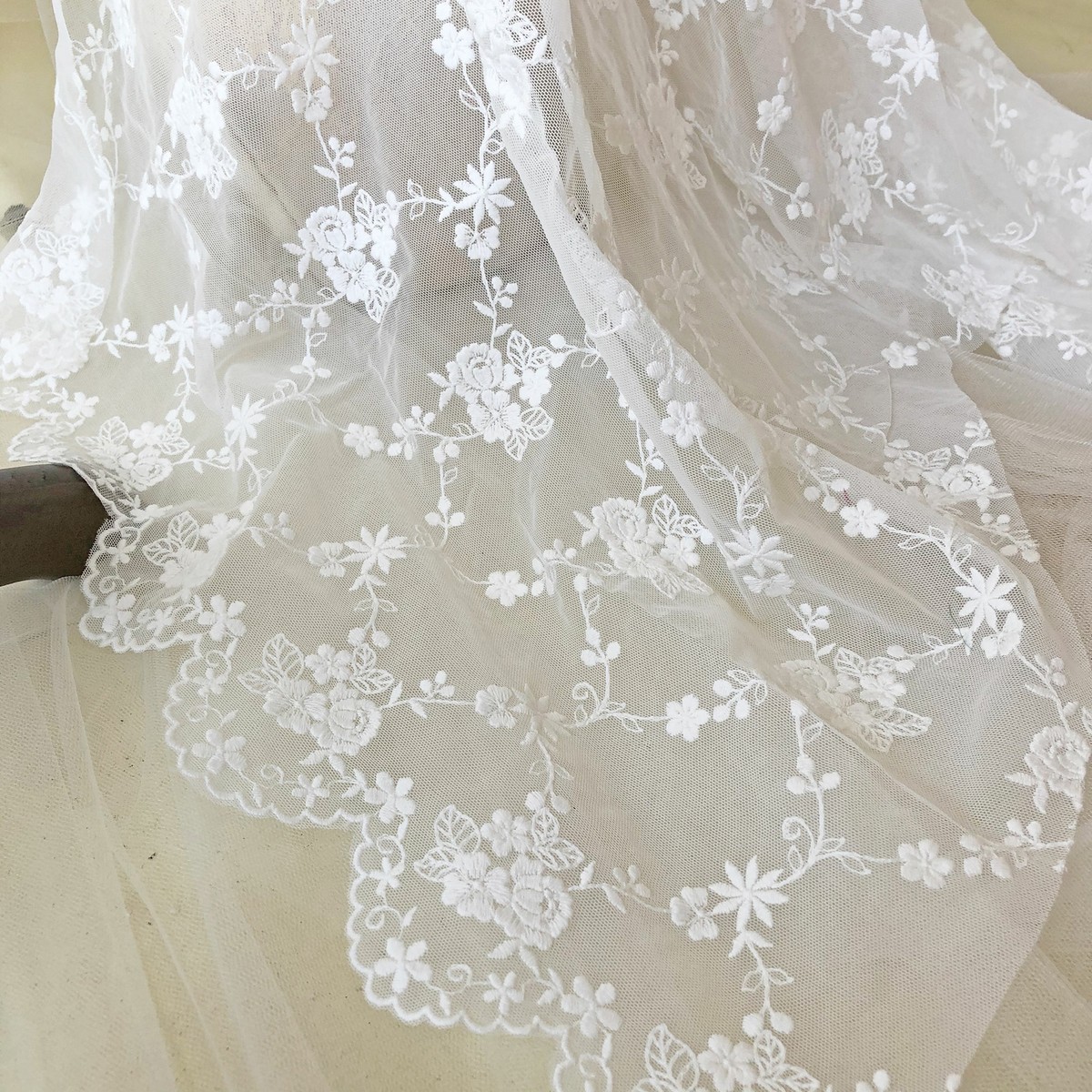 Cotton Lace Fabric By The Yard Corded Lace Fabric The Cheap Shop