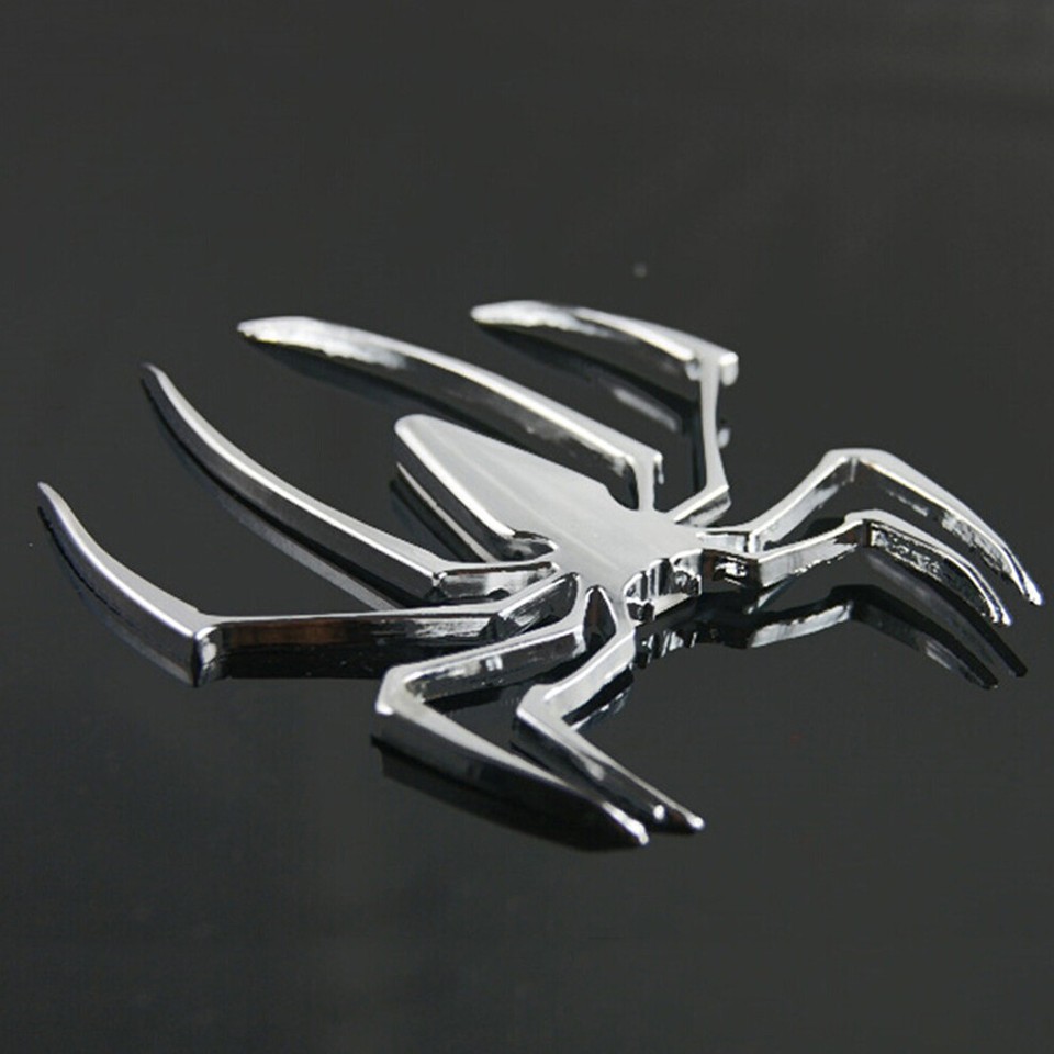 3D Metal Spider Logo Chrome Car Sticker Emblem Badge Decal Accessories ...