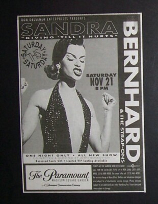 Sandra Bernhard Giving Till It Hurts Show Paramont NYC 1992 Mini Poster ...