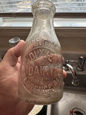 Very Rare Dixie Dairy Co One Pint Antique Glass Milk Bottle Florence AL ...