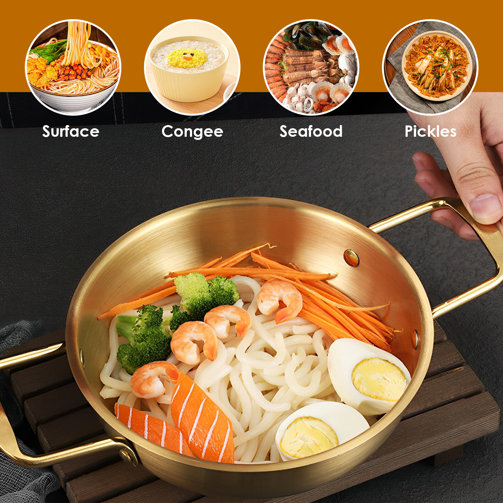 Korean Ramen Noodle Pot with Handle Stainless Steel Ramen Cooking Pot ...