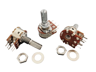 10 pcs A100K Dual Log Taper Potentiometer Pots 20mm S Shaft 6pin With ...