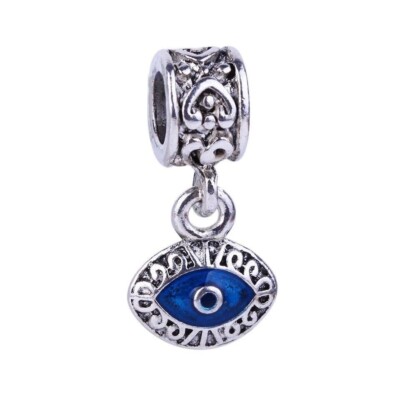 BLUE ENAMEL EVIL EYE PROTECTOR BRACELET EUROPEAN CHARM BEAD & POUCH! | eBay