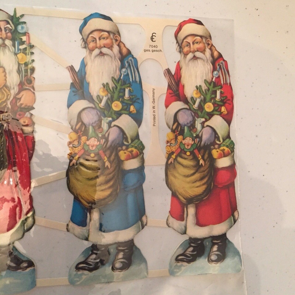 Victorian die cut Santa Claus Set of 4 Die Cut Santa Figures | eBay