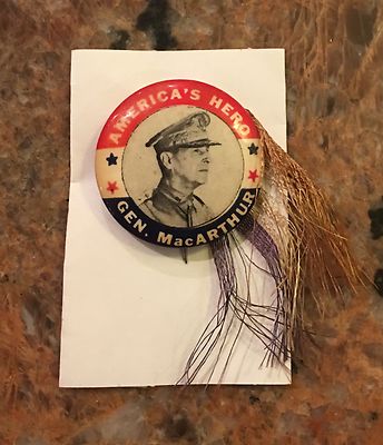 1948 Americas Hero General MacArthur 1.25 Inch Pin Back With Some ...