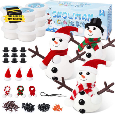 9 Pack Build a Snowman Kit Snowman Crafts for Kids,Modeling Clay ...
