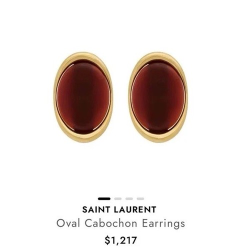 YSL Gold Oval Cabochon Earrings| Pre-Loved | Studs |Statement| Clip On ...