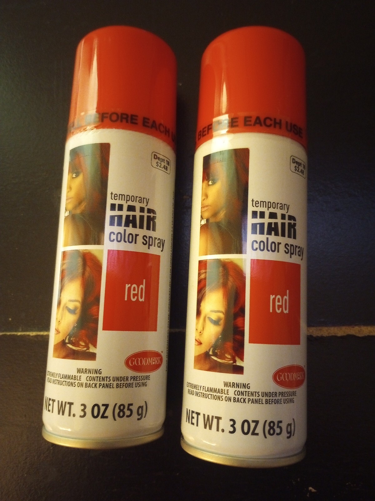 GOODMARK TEMPORARY HAIR COLOR SPRAY RED lot of 2. Spray in and Wash Out ...