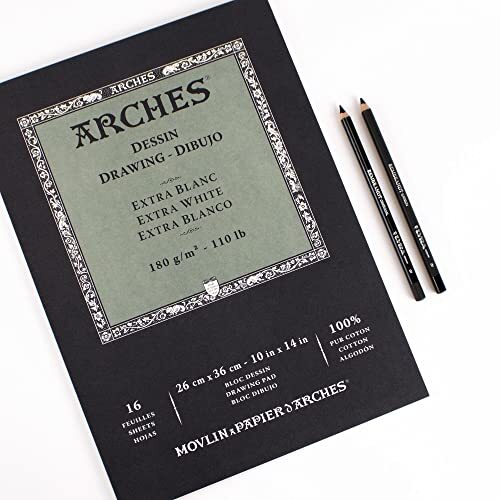 Drawing Pad 10x14 -inch Extra White 100% Cotton Drawing Paper - 16 ...