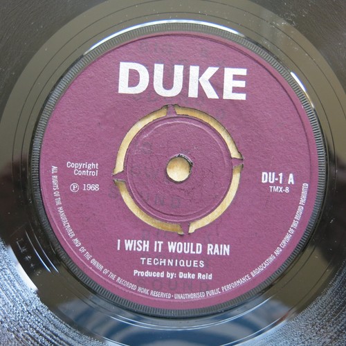 TECHNIQUES I Wish It Would Rain / There Comes A Time UK 7" Duke DU-1 ...