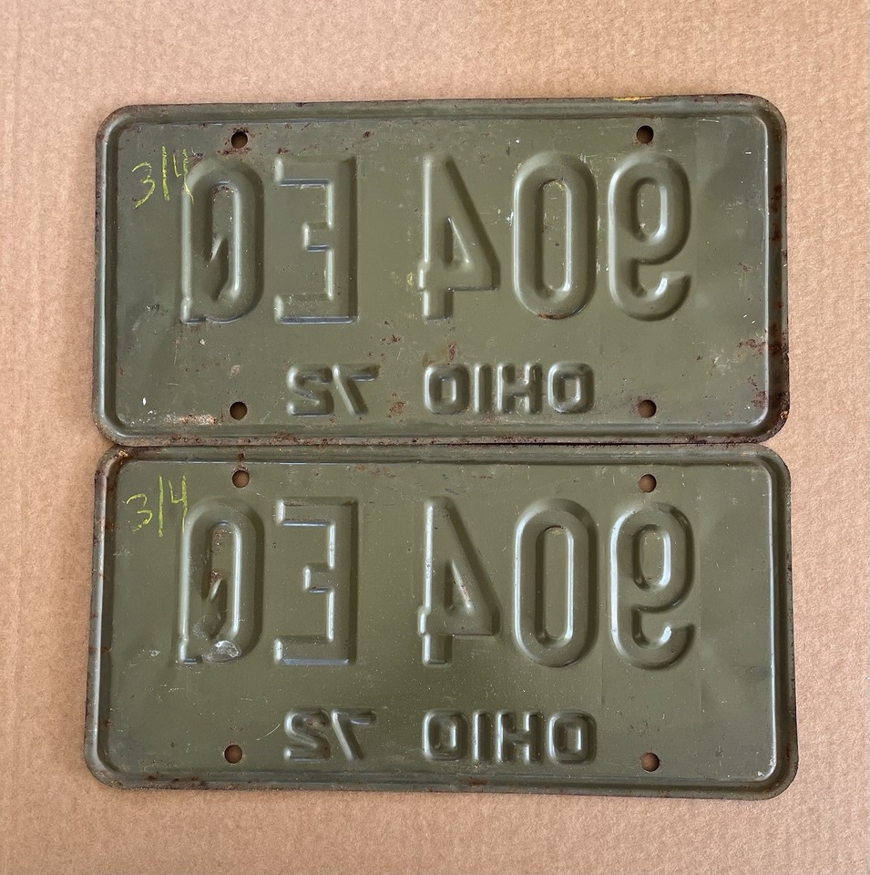 1972 Ohio Pair License Plates Vintage Cleveland 904 EQ | eBay