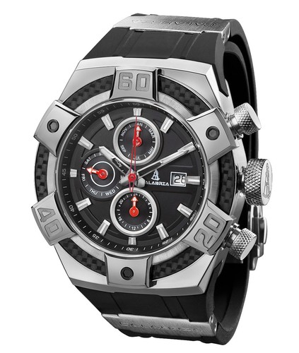 CALABRIA - ARMATO - Black Chronograph Men Watch with Carbon Fiber Bezel ...