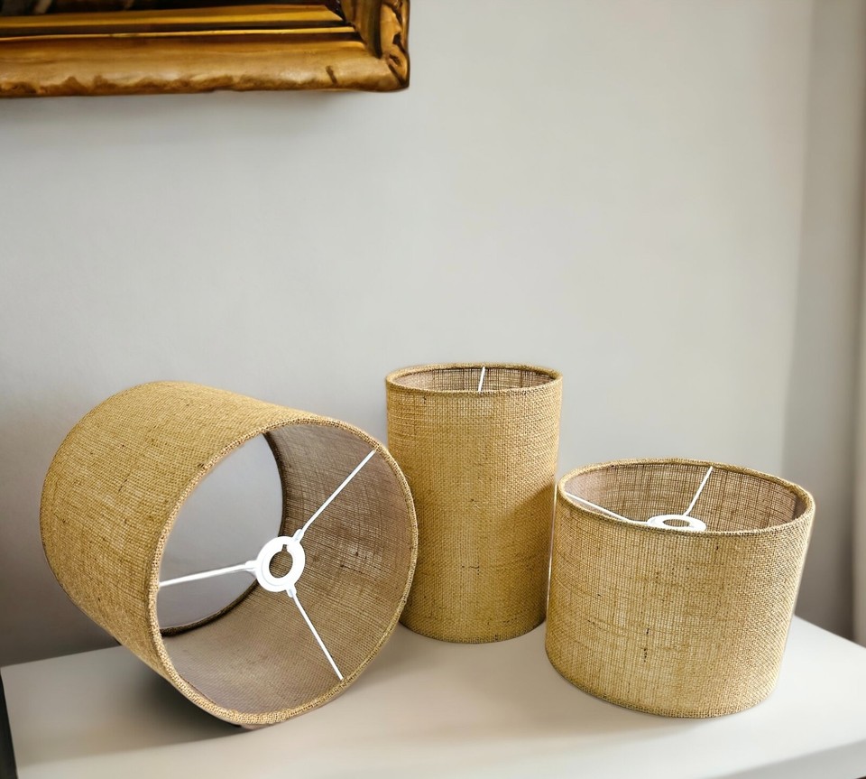 Natural hessian Light shades for ceiling , table and floor drum ...