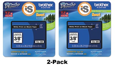 2-Pack Genuine Brother TZe325 P-Touch Tape TZ325 * Authorized Brother ...