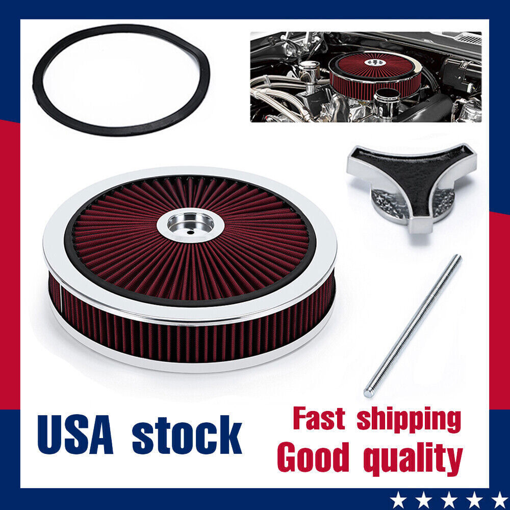 14" x 3" Round Super Flow Air Cleaner Kit Washable Element Recessed ...