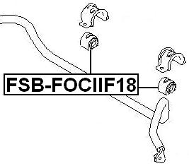 Front Sway Bar Bushing Stabilizer D18.5 FEBEST FSB-FOCIIF18 OEM 1348231 ...
