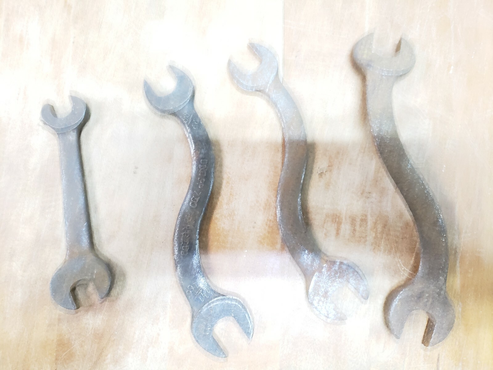 Lot of 3 Curved S Shape Wrenches 1 STRAIGHT Assorted Sizes Vintage (FC ...