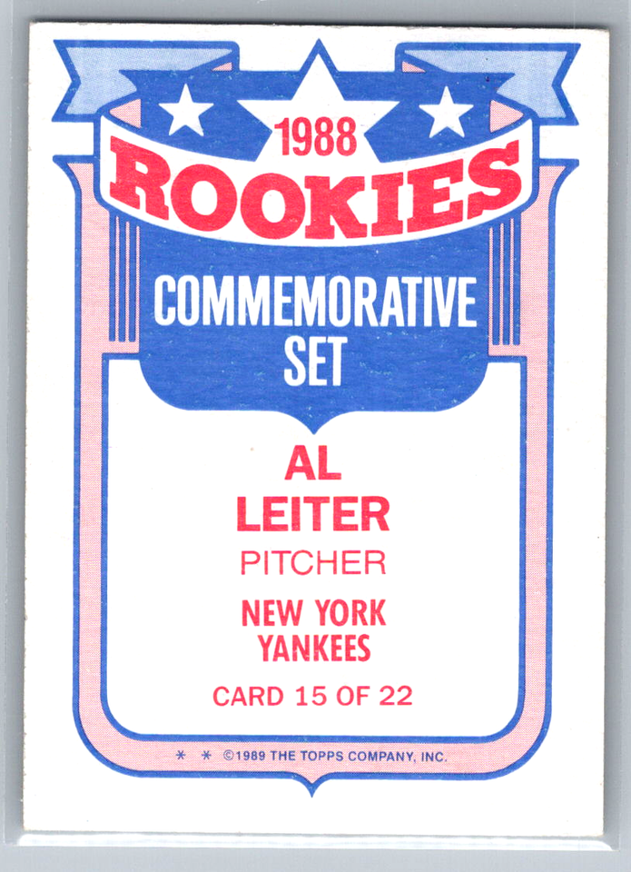 1989 Topps 1988 Rookies Al Leiter Baseball Card New York Yankees #15 | eBay