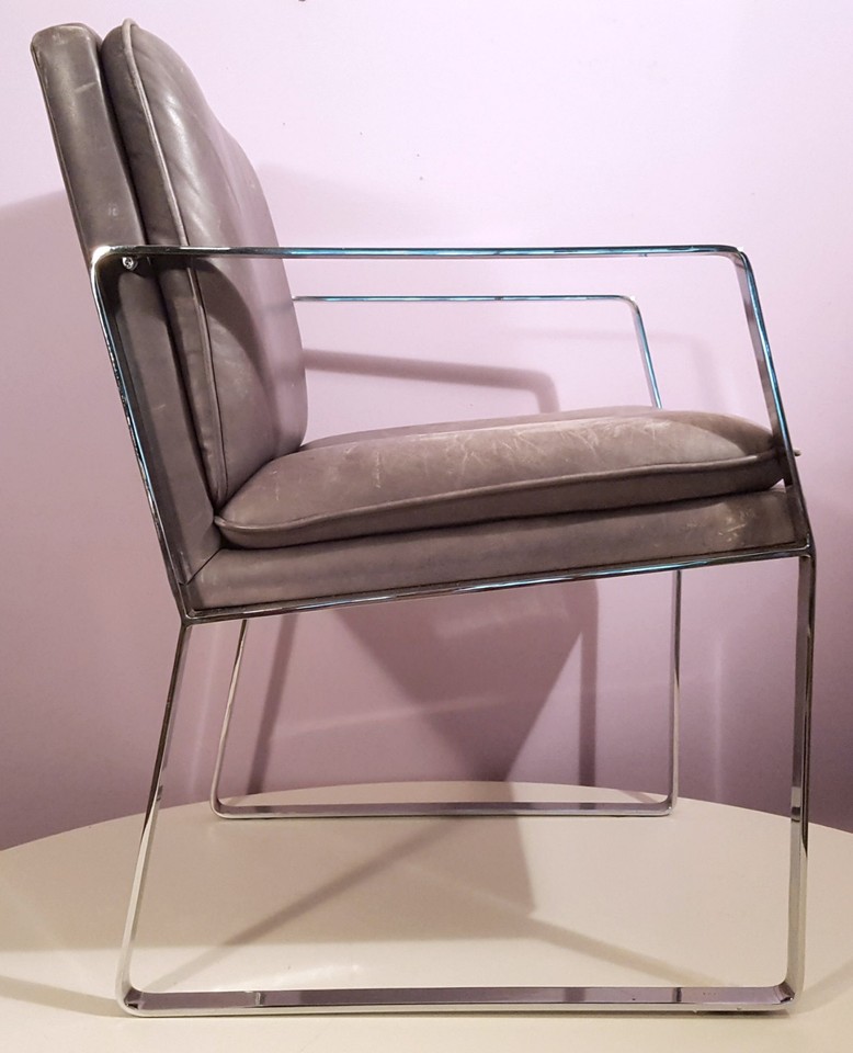 TRI-MARK TULIP POSTMODERN OFFICE CHAIR VINTAGE 1980s CHROME GRAY ...