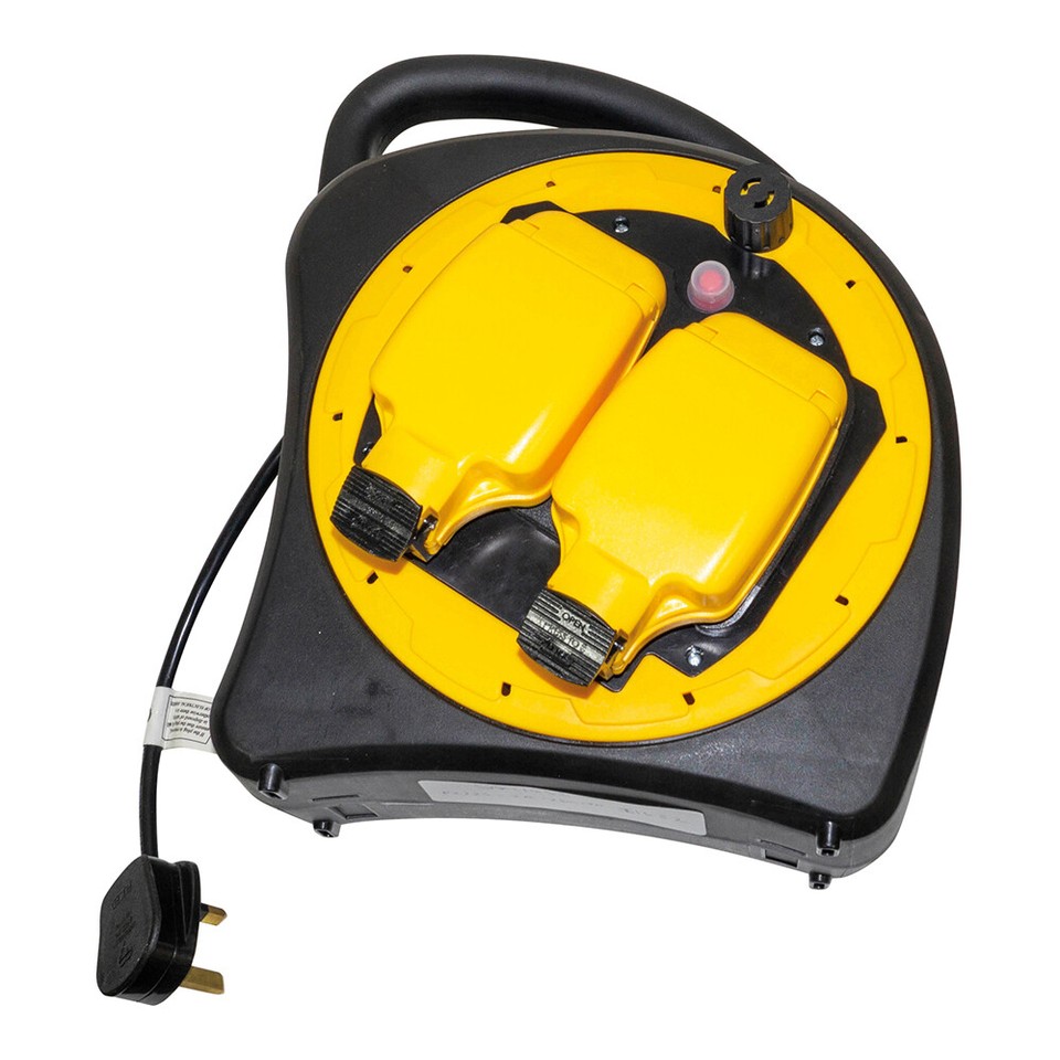 Eagle 13A 2 Socket Weatherproof Power Reel IP54 25M Outdoor Electrical ...