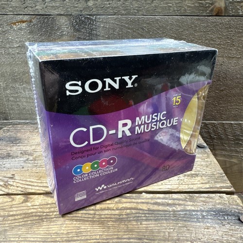 Sony CD-R Music 15 Pack 80 min Discs w/ Cases Color Collection Sealed ...