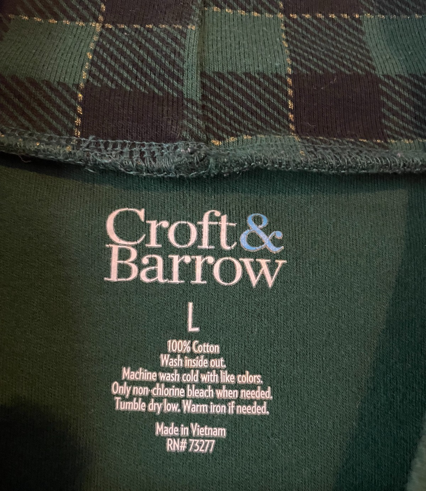 Croft & Barrow Women's Large Green Plaid Mock Turtleneck 100% Cotton | eBay