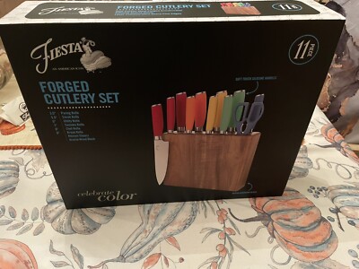 FIESTA 11 Piece Forged Solid Cutlery Knife Set Wood Block Multicolor | eBay