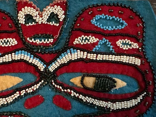 Late 19th Century Tlingit Glass Beaded Frog on Wool - Alaska - Regalia ...