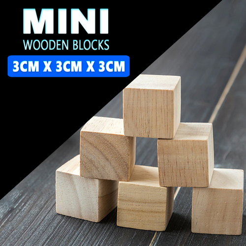 Wooden Blocks Cubes 3x3x3cm Wood Maths Puzzle Building Stacking Toy ...