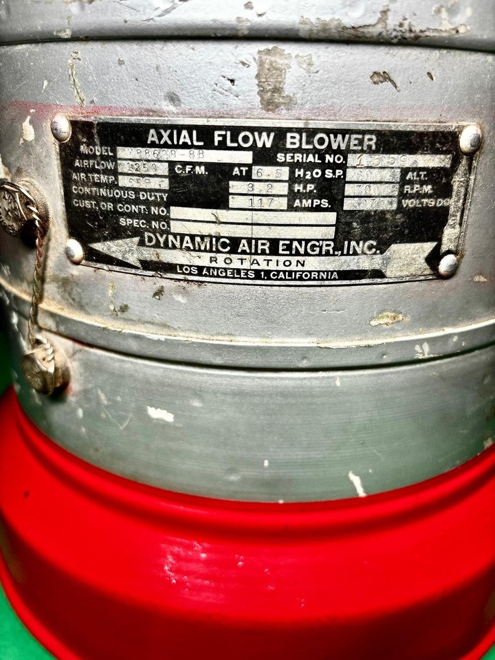 TWIN Prop AXIAL BLOWER Fan by Dynamic Air 3.2HP 27VDC 7000 RPM 1250 CFM ...