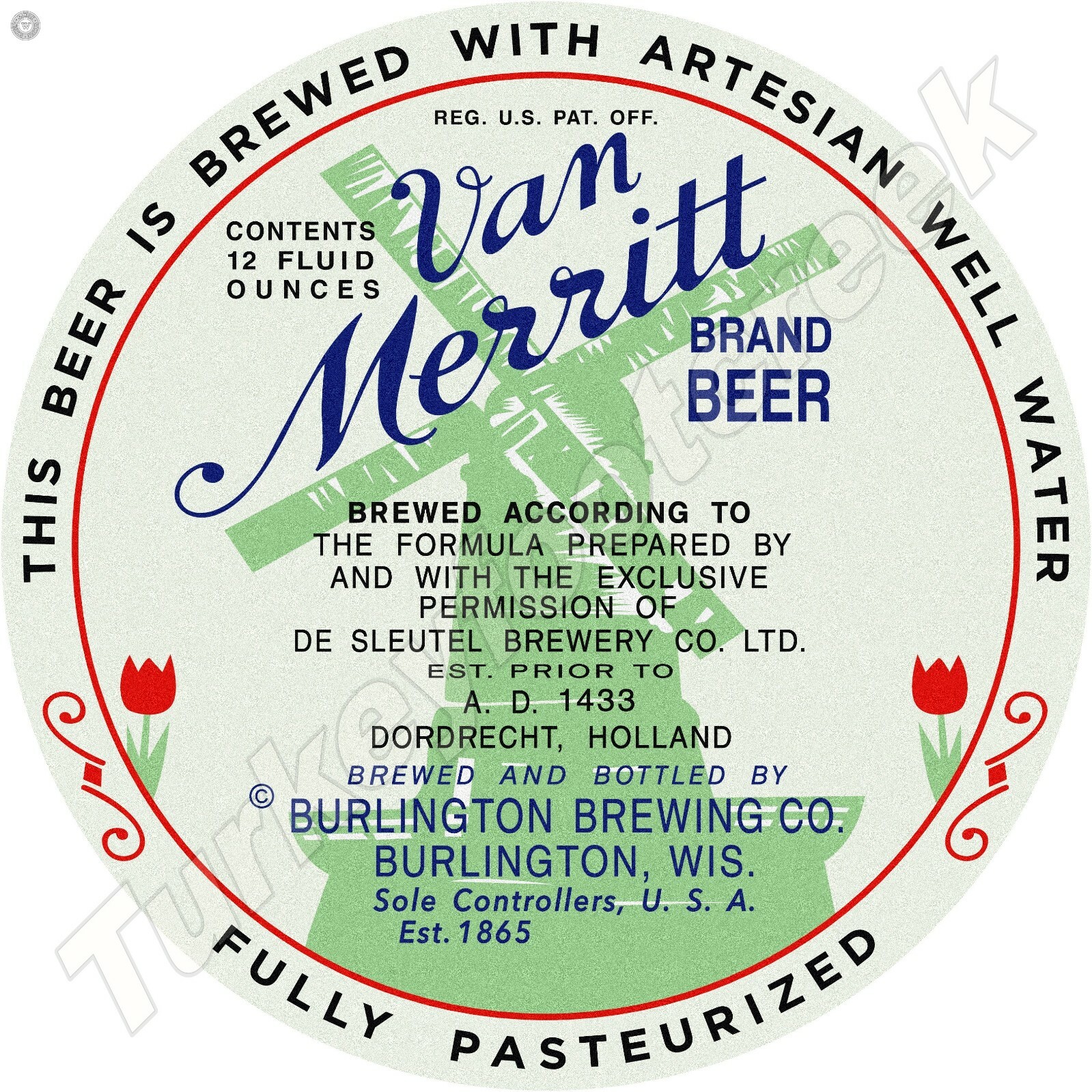 Van Merritt Brand Beer 11.75" Round Metal Sign | eBay