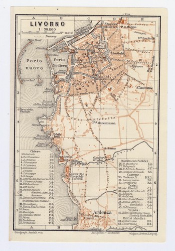 1902 ORIGINAL ANTIQUE CITY MAP OF LEGHORN LIVORNO / TUSCANY / ITALY | eBay