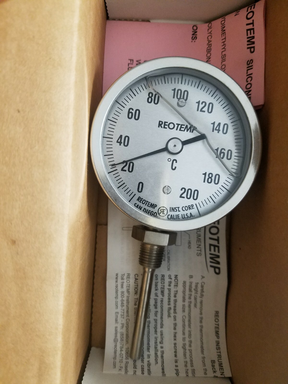 Reotemp XR0254C65-SF 3" Dial Bottom Thermometer, 2.5" stem , FA-006-031 ...