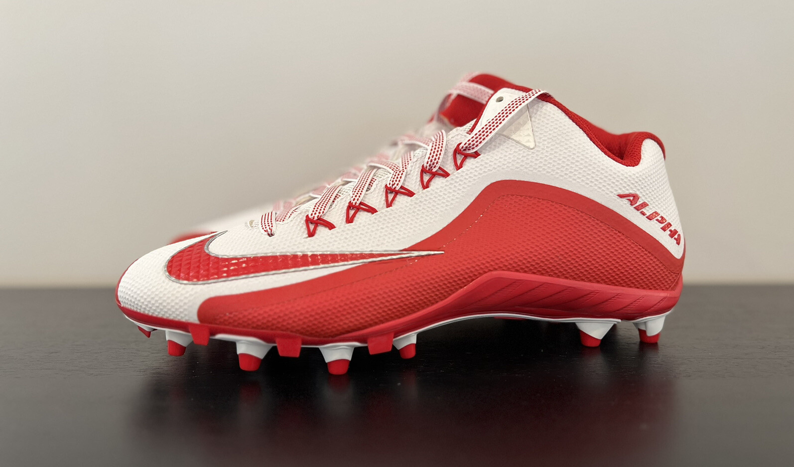 Size 13.5 Nike Alpha Pro 2 Mid Football Cleats - RED/WHITE - 719932-166 ...