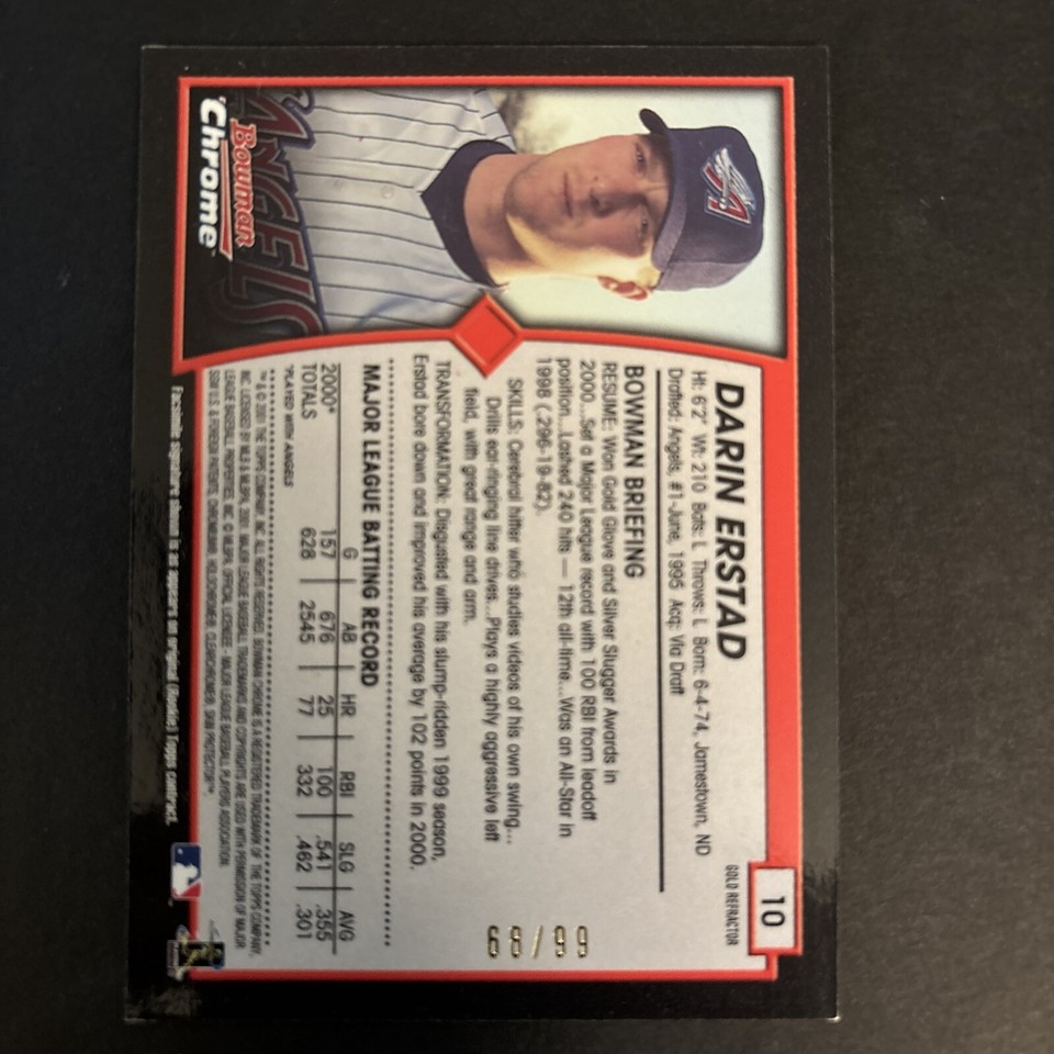 Darin Erstad 2001 Bowman Chrome Gold ReFractor /99 | eBay