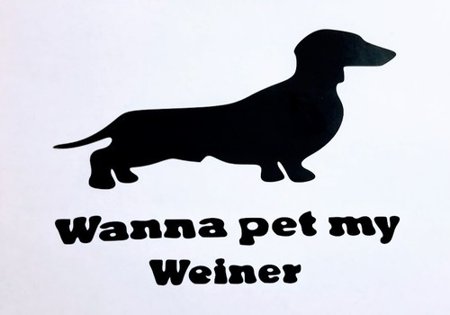 Humor Funny Wanna pet my Weiner Decal-Sticker for Car Truck Bumper Wall ...