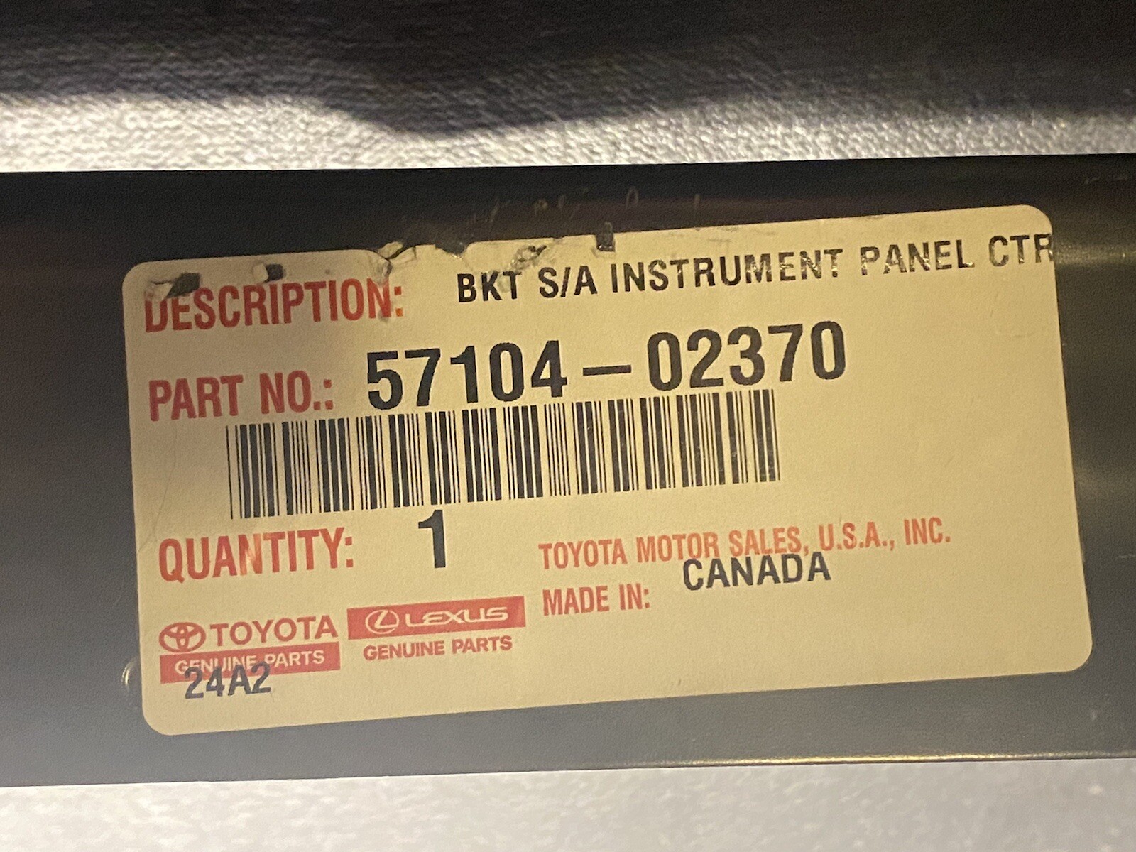 57104-02370 Toyota OEM Genuine MEMBER SUB Lower -Tie Bar 2014-2019 ...