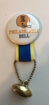 PHILADELPHIA BELL WFL 1972 CHAMPS GOLD FOOTBALL+BUTTON VINTAGE KEYRING ...