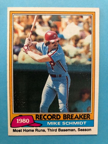 1981 Topps Card #206 Mike Schmidt Record Breaker Most home runs - Third ...